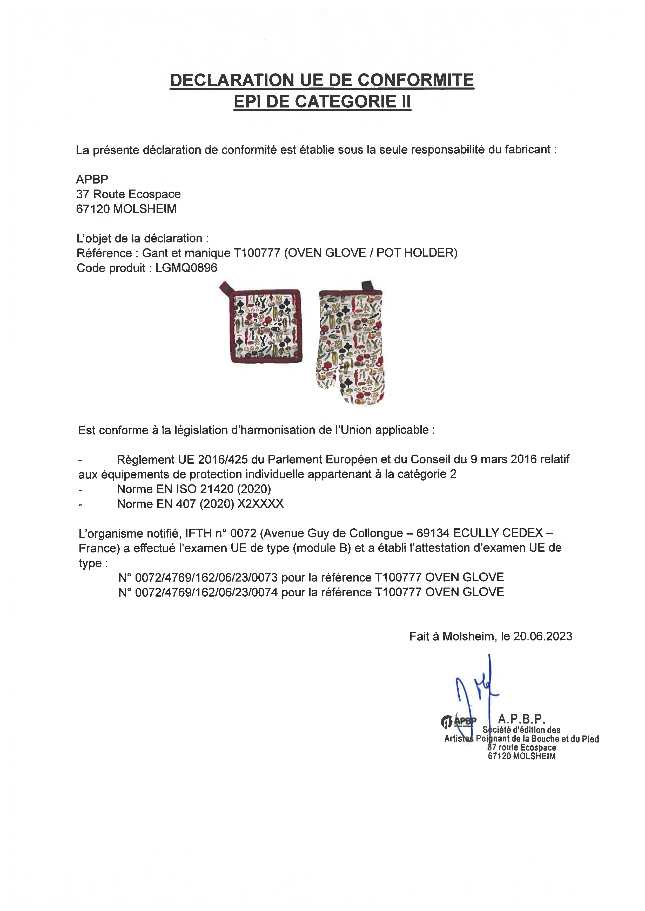 Déclaration UE de conformité